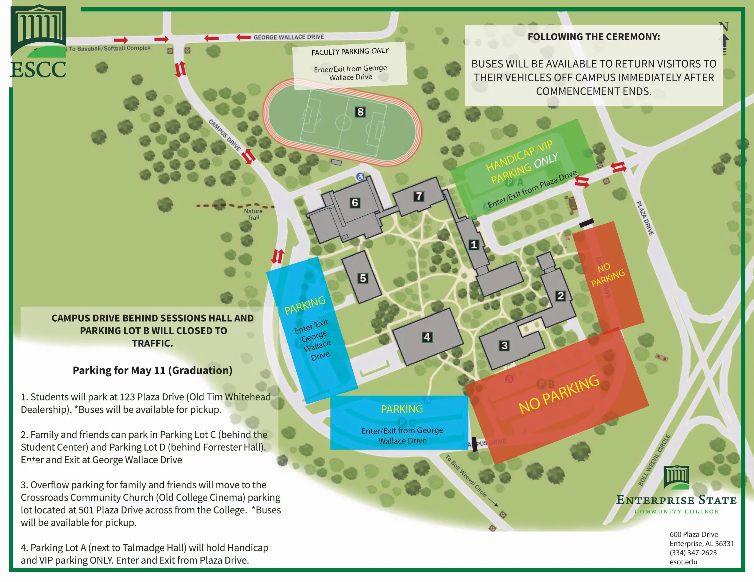 ESCC announces graduation parking procedures